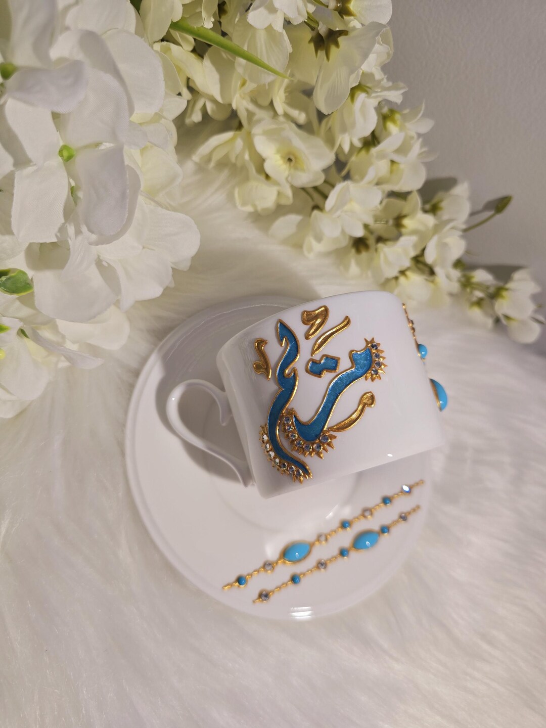 Handmade Painting Arabic Calligraphy Cup: Personalized Muslim Design ...