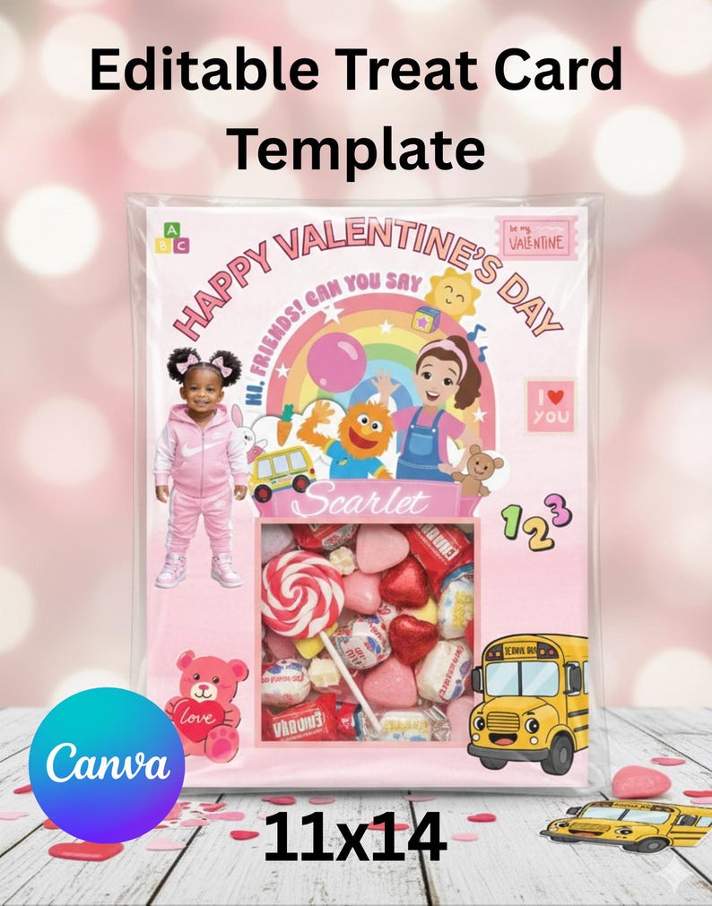 Personalized Valentine's Day Treat Card, Kids Classroom Party Favors ...
