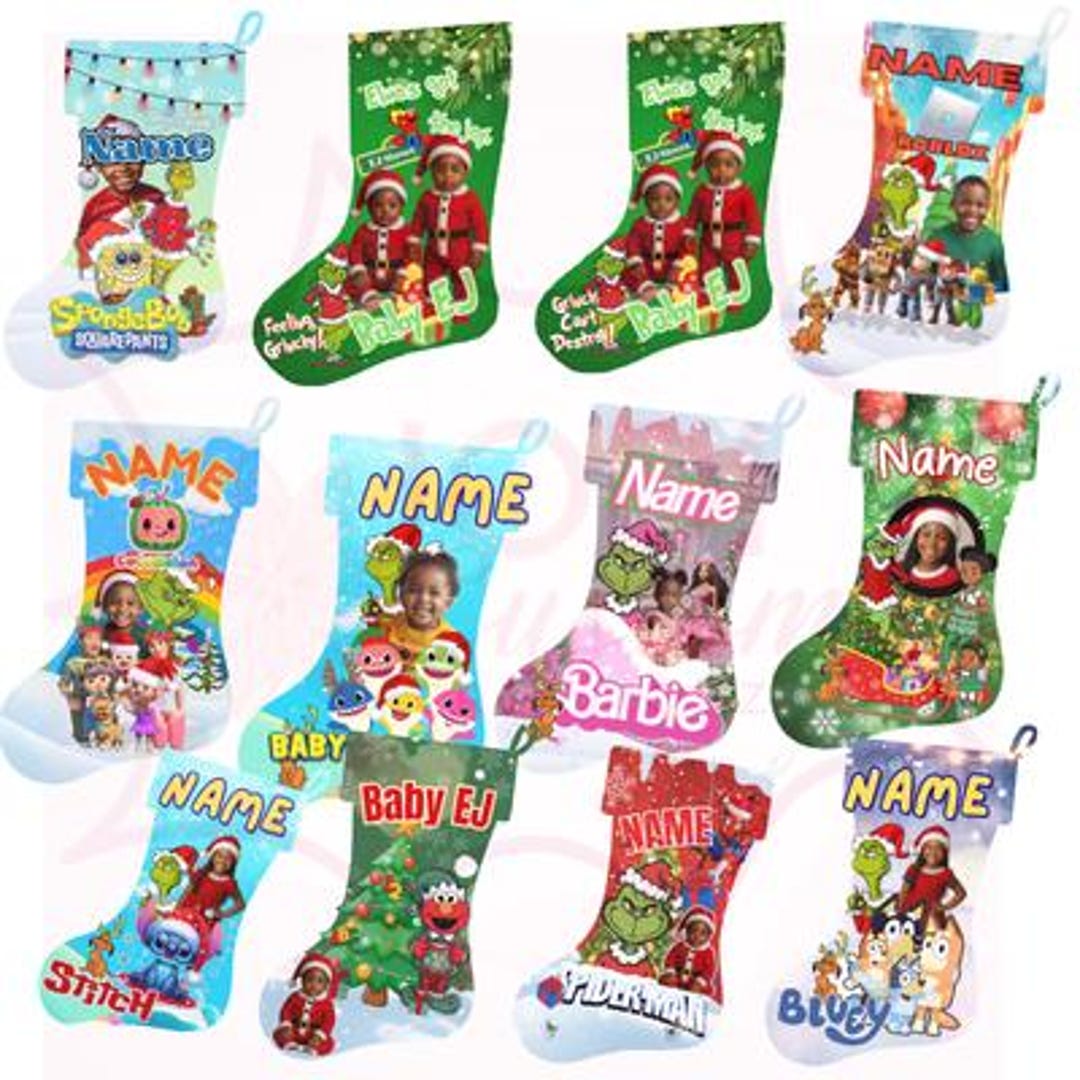 Editable Kids Stocking Template, Personalized Christmas Character ...