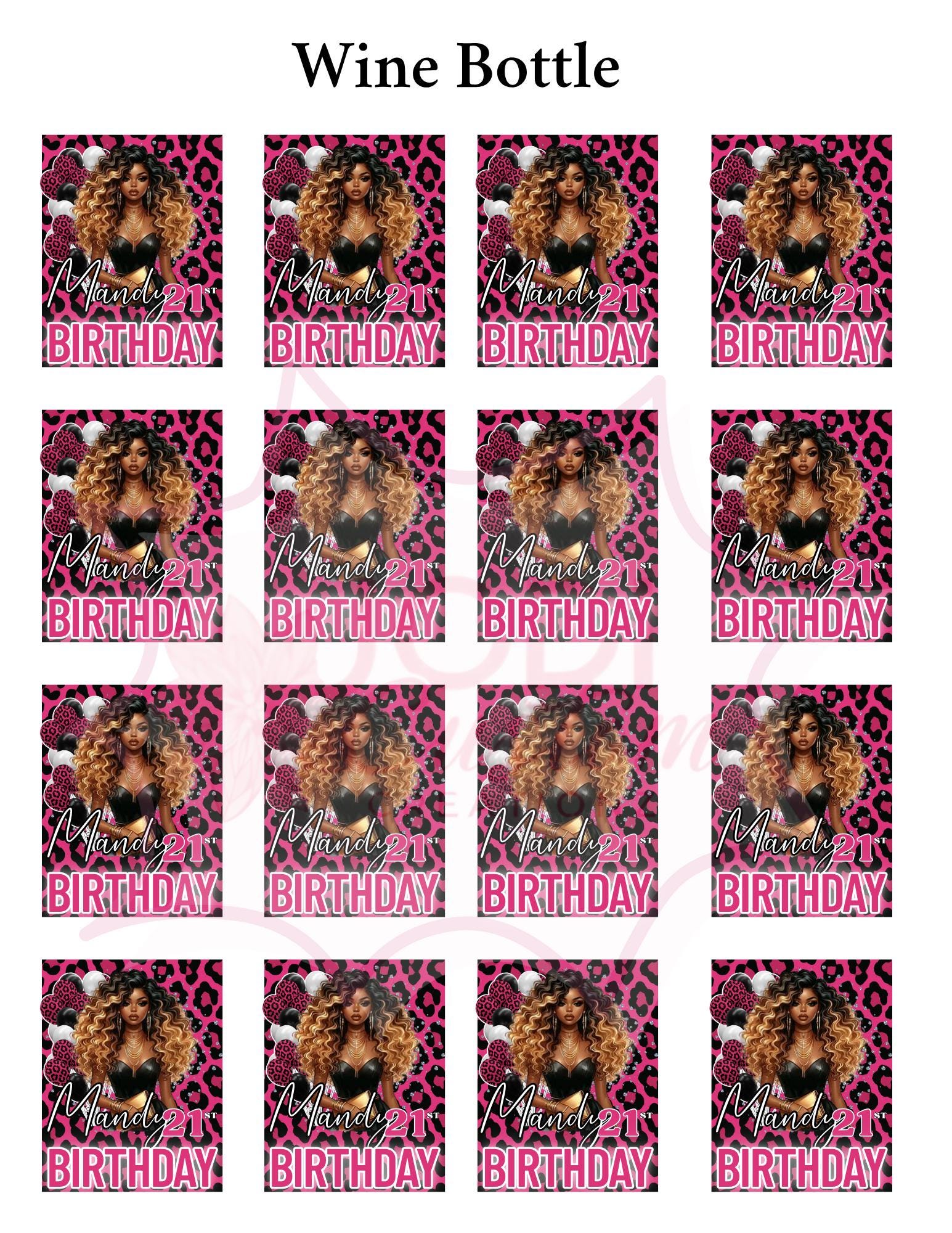 Editable Pink Leopard Birthday Party Bucket Set | 21st Birthday ...