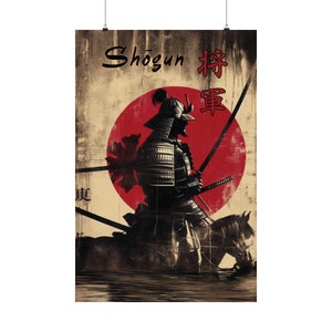 Retro Samurai Shogun Poster Japanese Warrior Art Print Matte Poster ...