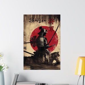 Retro Samurai Shogun Poster Japanese Warrior Art Print Matte Poster ...