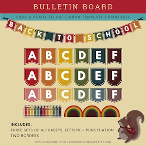 Modern Boho Rainbow Bulletin Board Letters and Border, Letter Banner ...