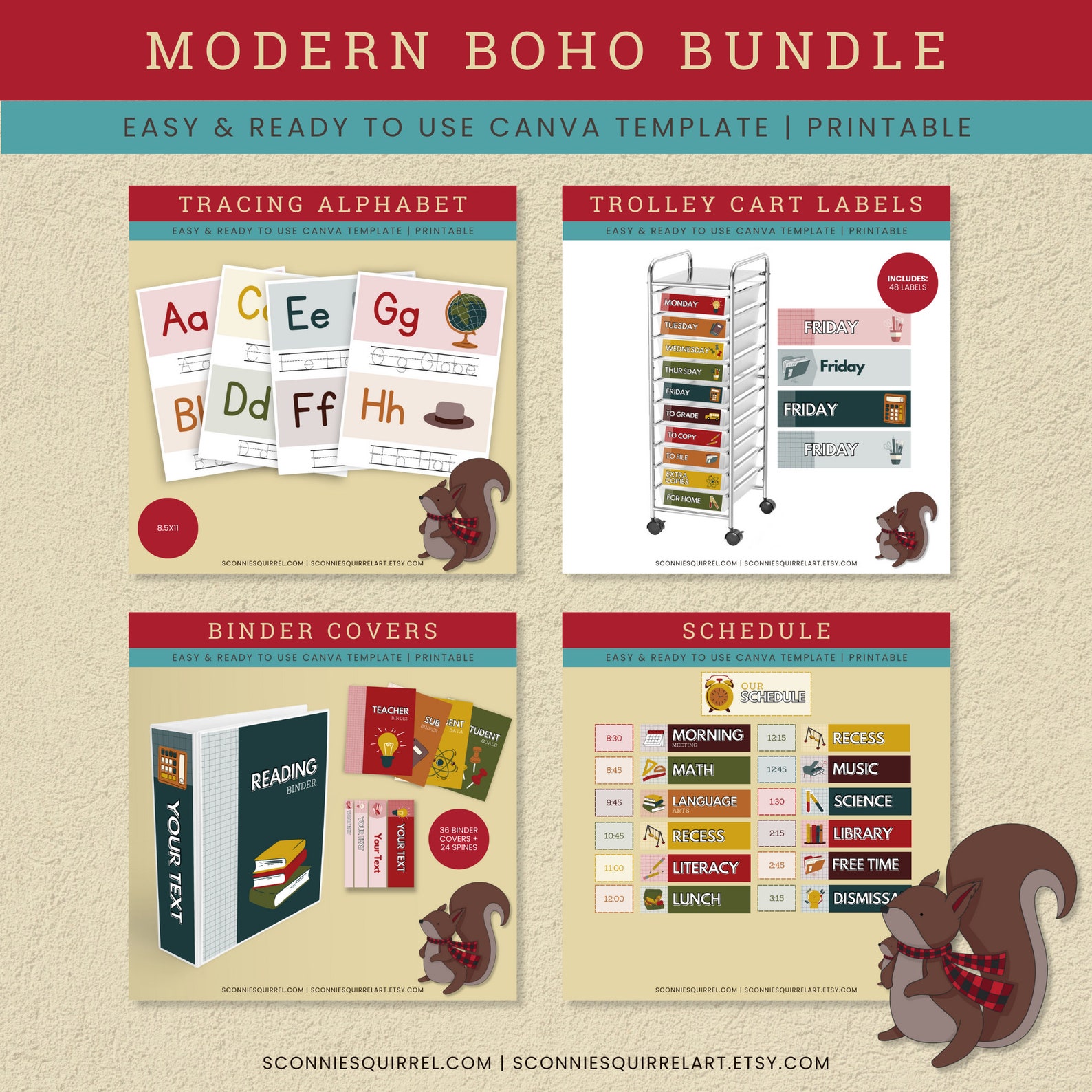Modern Boho Classroom Decor Bundle, Teacher Printables, Canva Template ...
