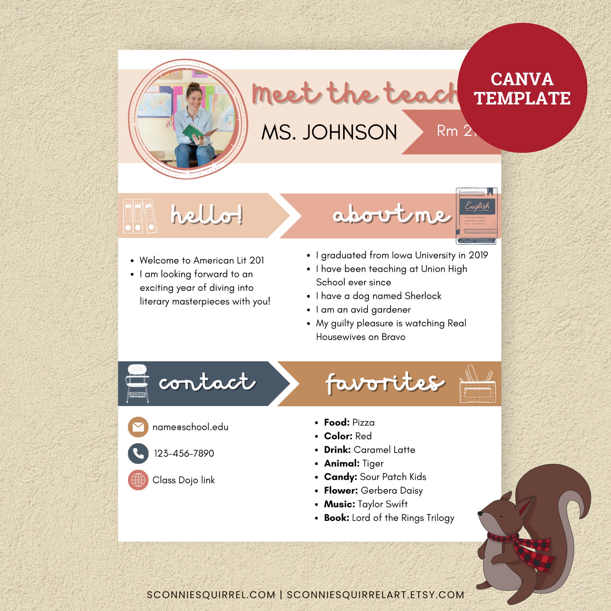 Meet the Teacher Printable Template, School Open House Canva Template ...