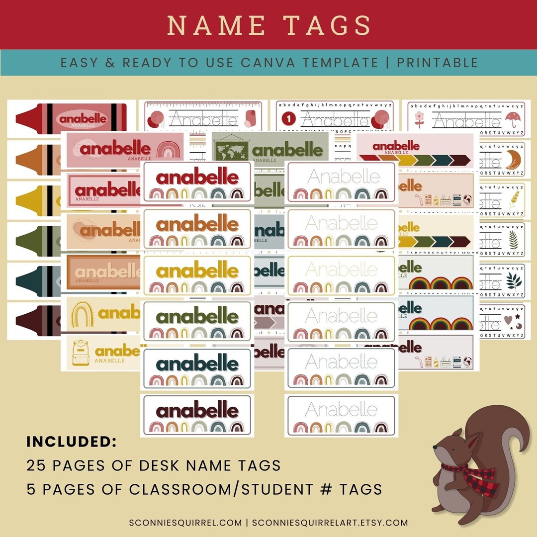 Modern Boho Desk Name Tags + Number Tags for Classroom Organization ...