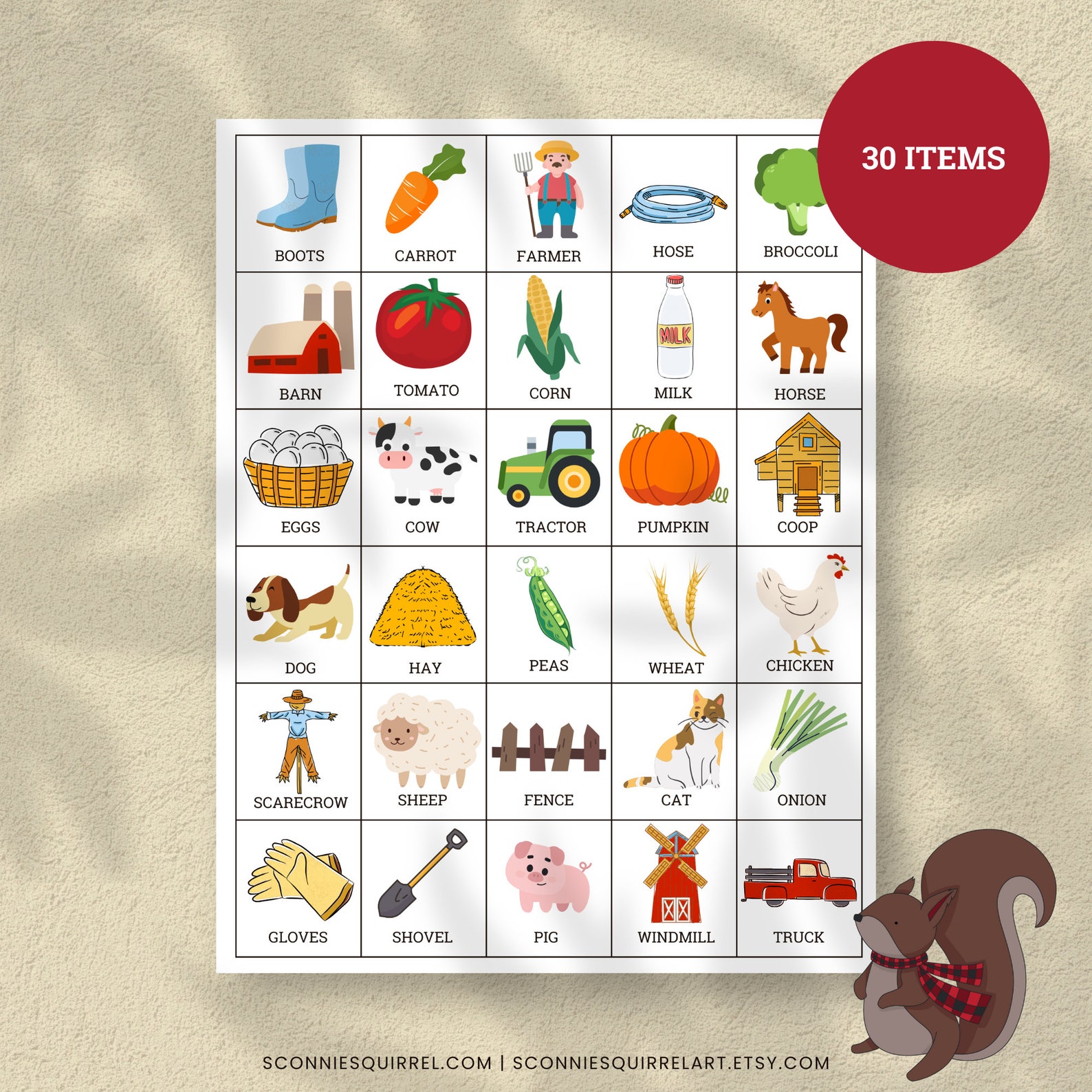 Farm Bingo Canva Template Printable, Farming and Farm Animal Bingo ...