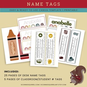 Modern Boho Desk Name Tags + Number Tags for Classroom Organization ...