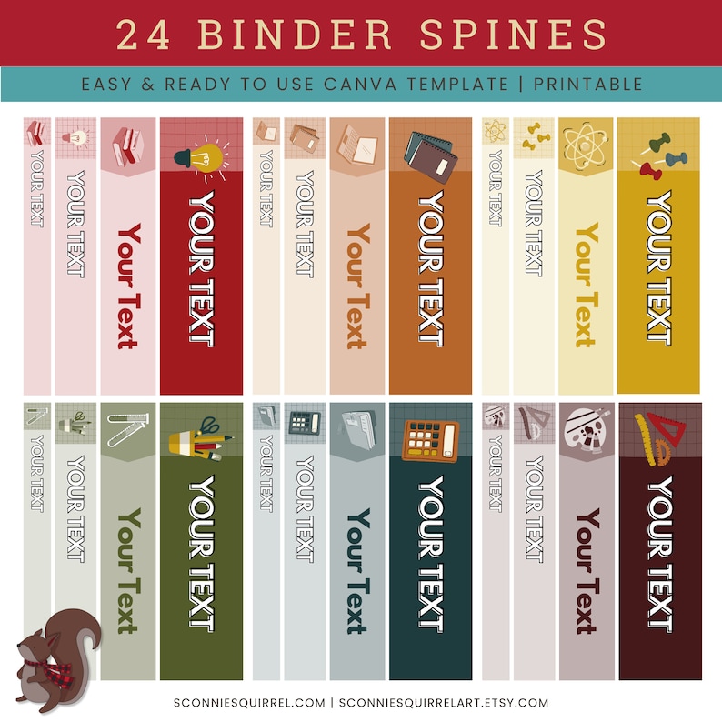 Modern Boho Binder Cover + Spine Templates for Teachers, Canva Template ...
