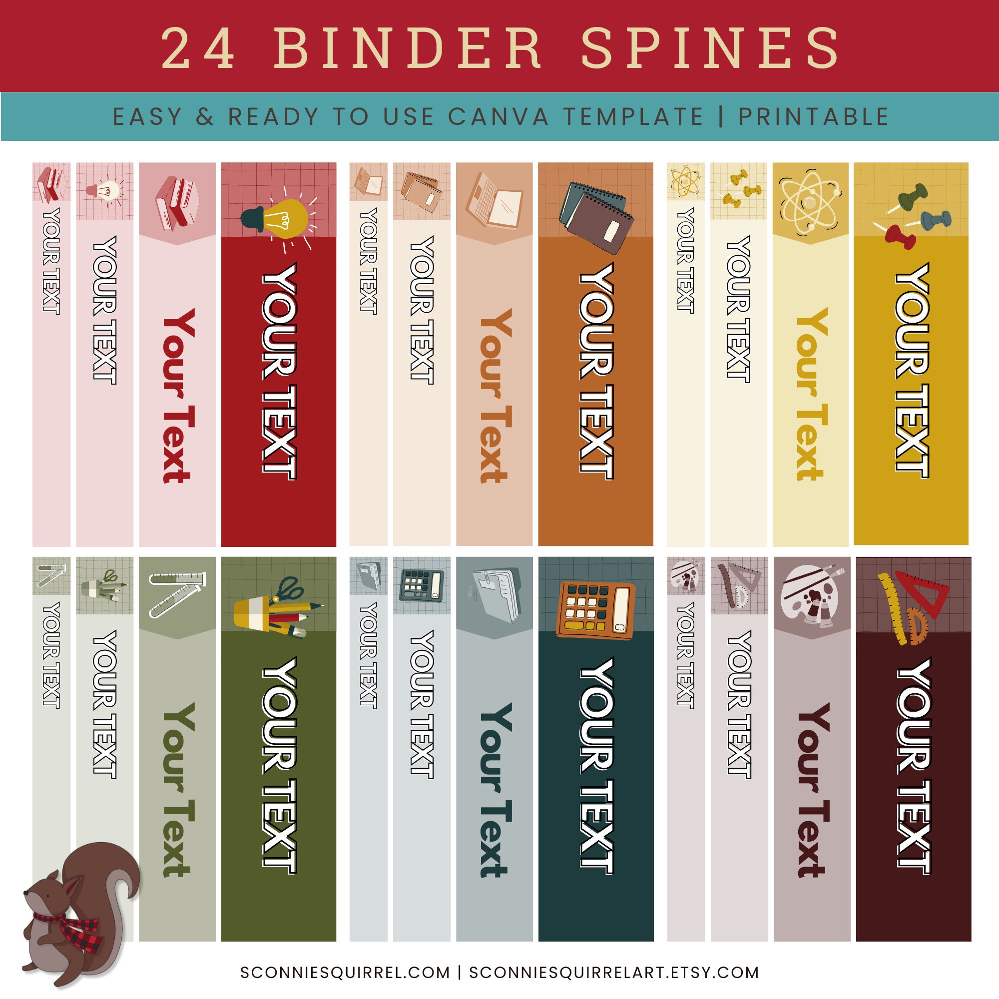 Modern Boho Binder Cover Spine Templates for Teachers, Canva Template ...