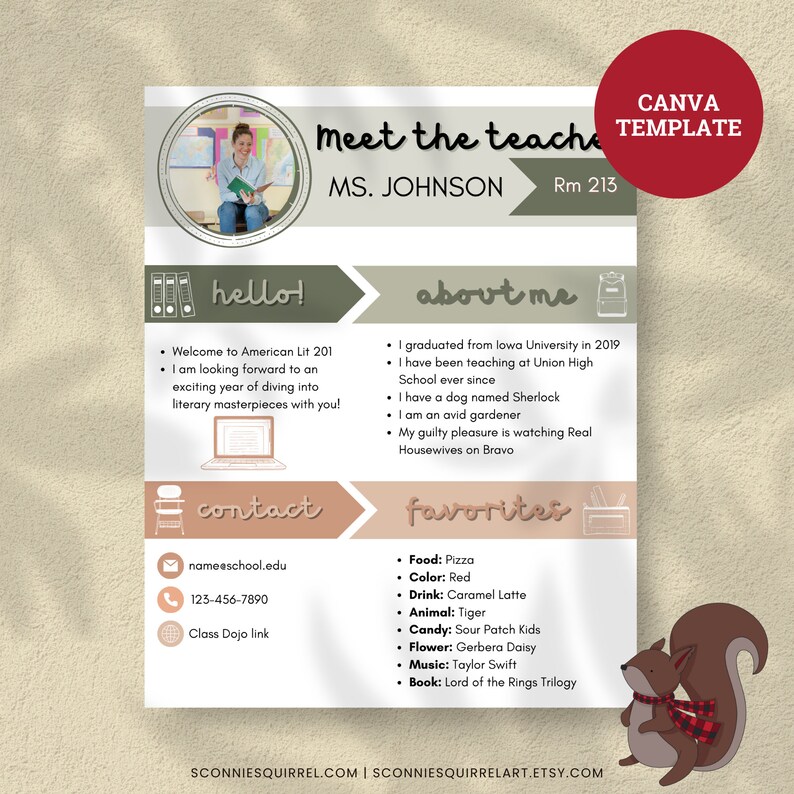 Meet the Teacher Printable Template, School Open House Canva Template ...