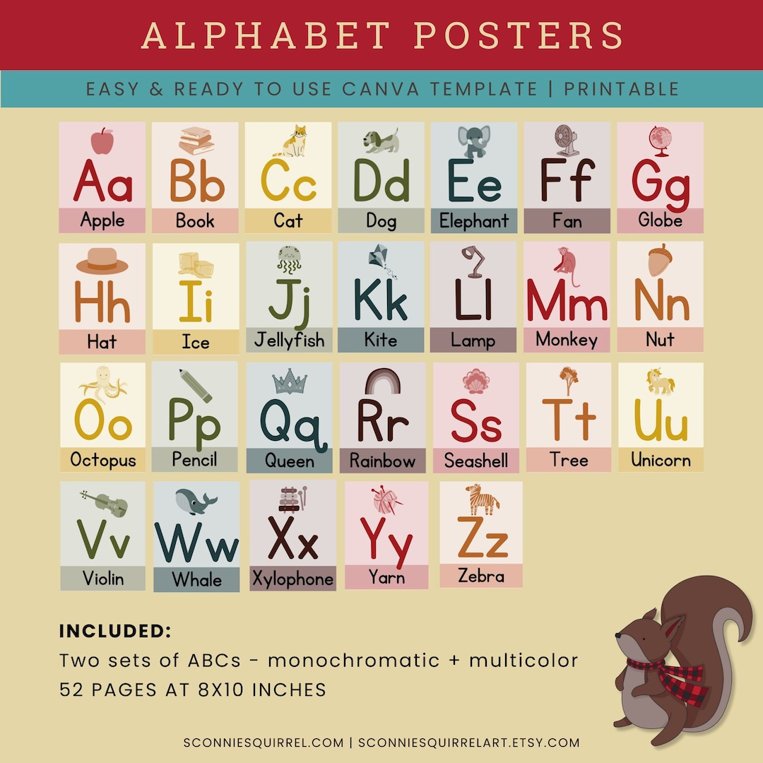 Modern Boho Rainbow Alphabet Posters for Classroom Organization ...