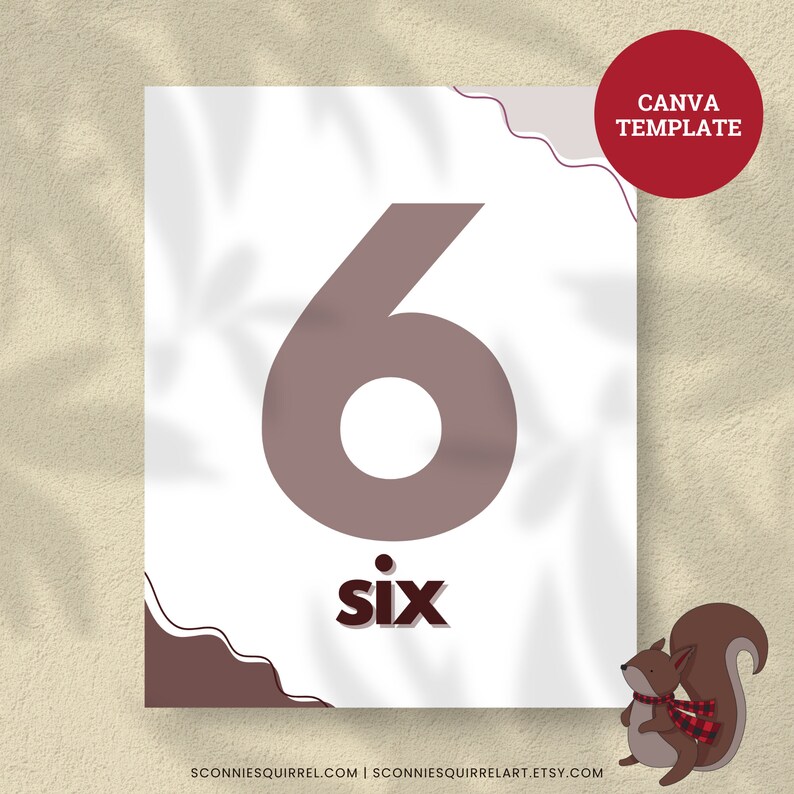 Modern Boho Number Printable Template, Classroom Decor Canva Template ...