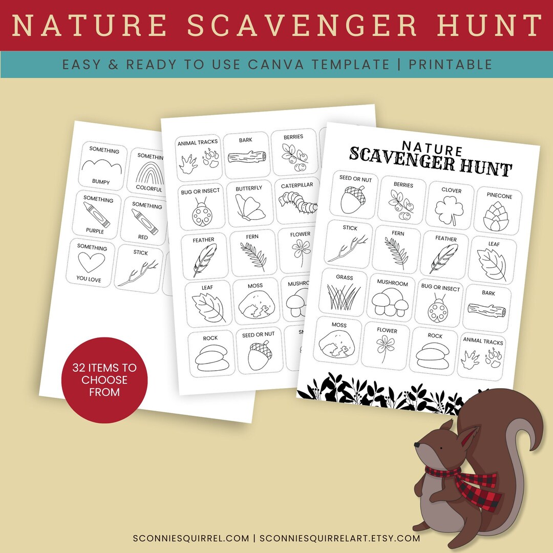 Outdoor Scavenger Hunt Printable for Teachers, Canva Worksheet Template ...