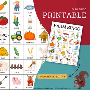Farm Bingo Canva Template Printable, Farming and Farm Animal Bingo ...