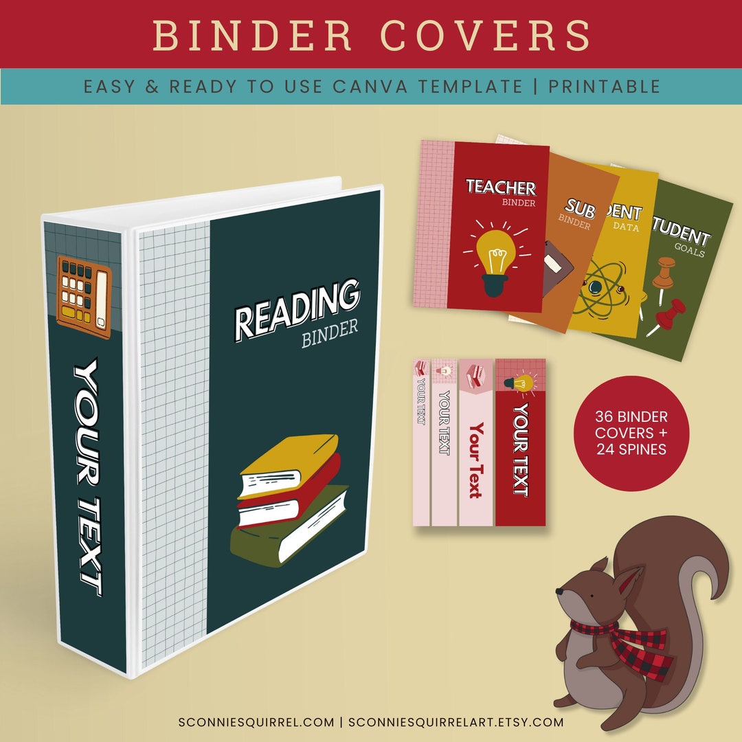 Modern Boho Binder Cover + Spine Templates for Teachers, Canva Template ...