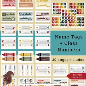 Modern Boho Desk Name Tags + Number Tags for Classroom Organization ...