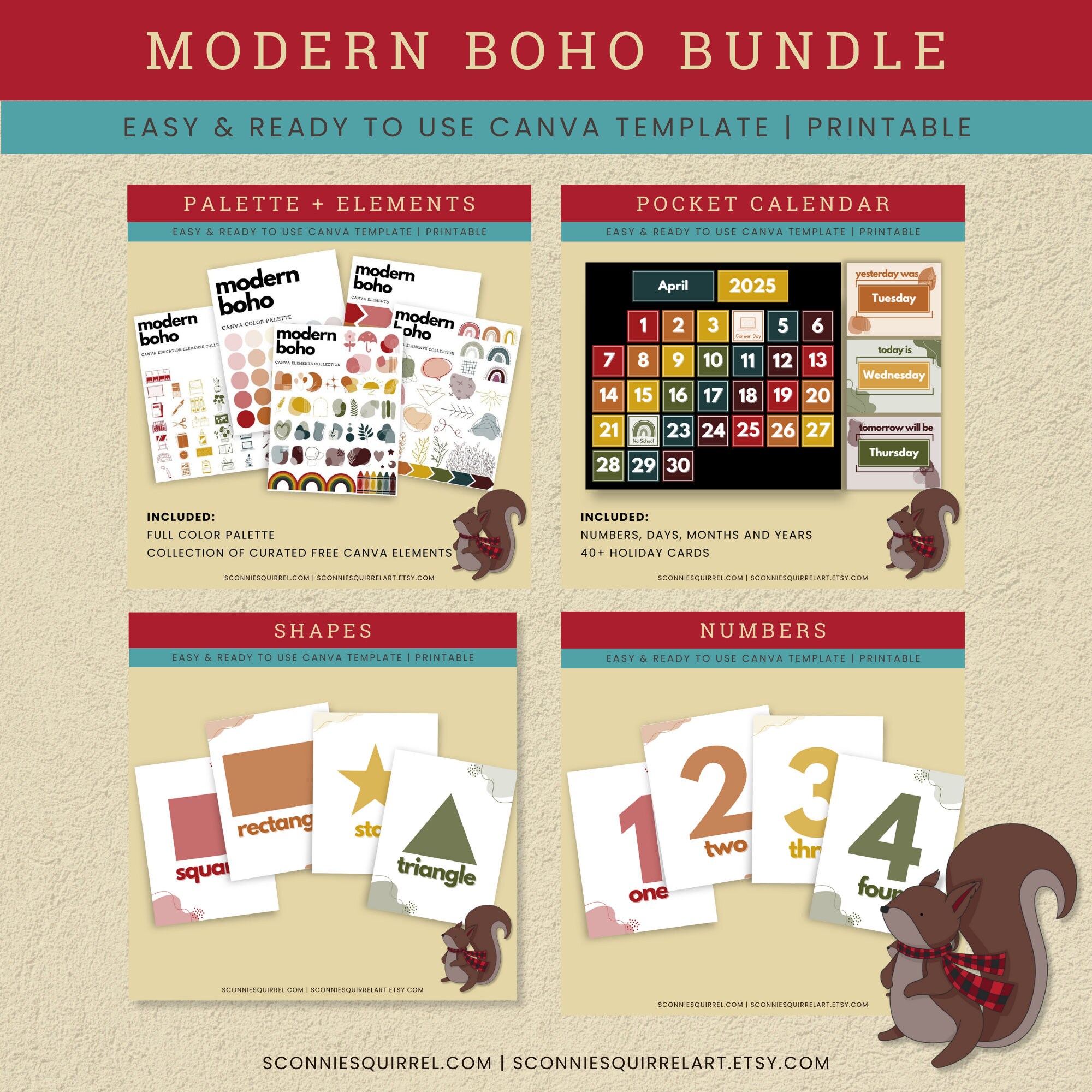 Modern Boho Classroom Decor Bundle, Teacher Printables, Canva Template ...