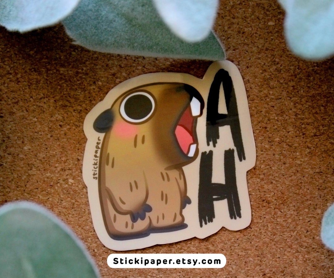 Screaming Beaver Meme Waterproof Laminated Vinyl Sticker Meme Stickers ...