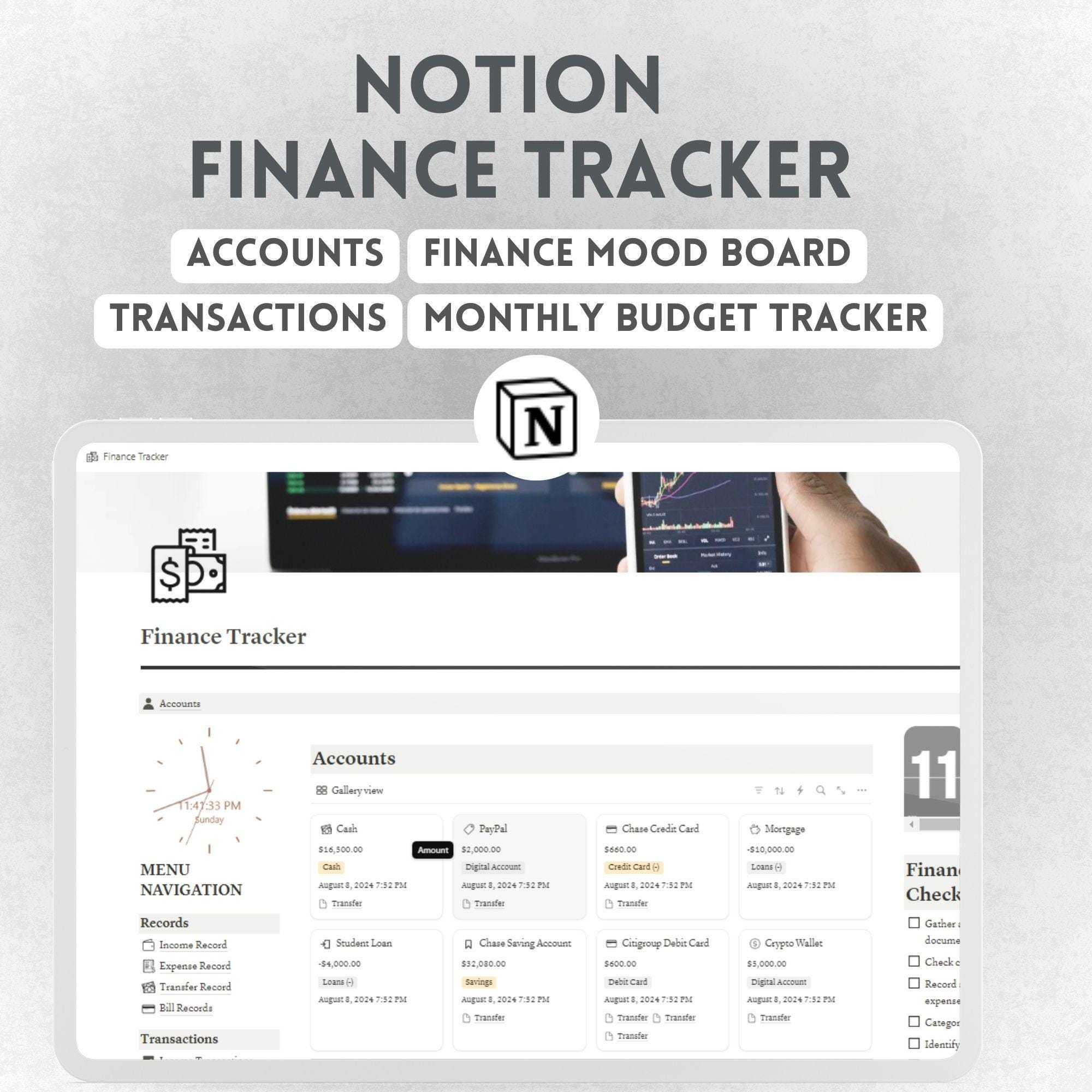 Notion Template Personal Finance Tracker | Budget Tracker | Income ...