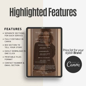 Printable Stylist Fashion Price List Kit Template Bundle for Canva ...