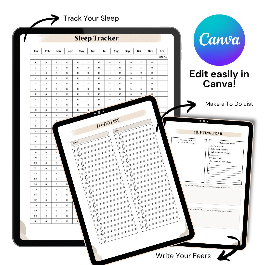 Mental Health Planner Printable Digital Self Care Journal Mindfulness ...