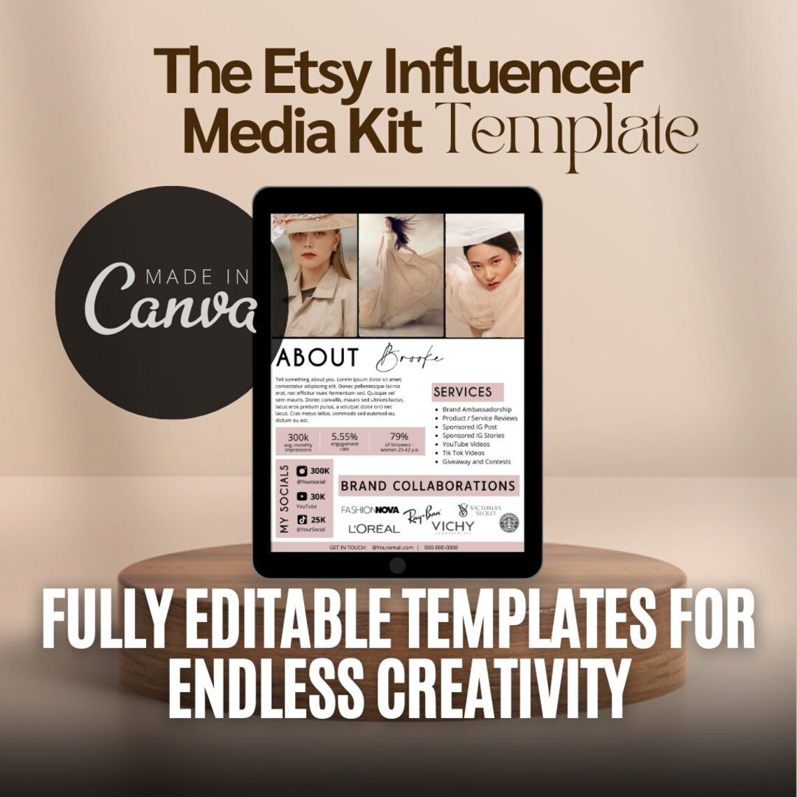 Media Branding Kit Canva Template for Blogger Author Life Coach ...