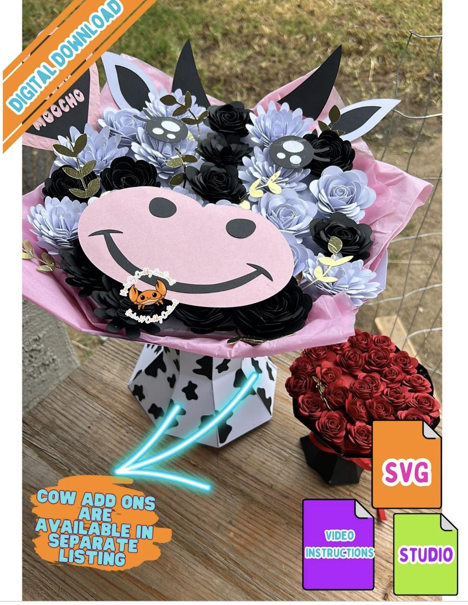 XL Paper Bouquet Svg , 8 Sides Paper Bouquet, Ramo Buchon SVG, Ramon ...