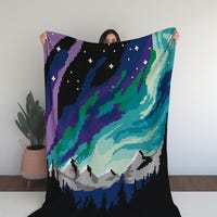 Aurora Borealis Crochet Pattern: Mountain Landscape Tapestry Blanket ...
