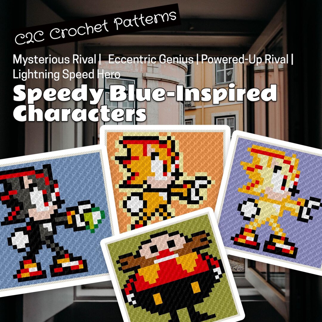 Speedy Heroes & Villains Inspired Crochet Pattern Set | Four C2C Pixel ...