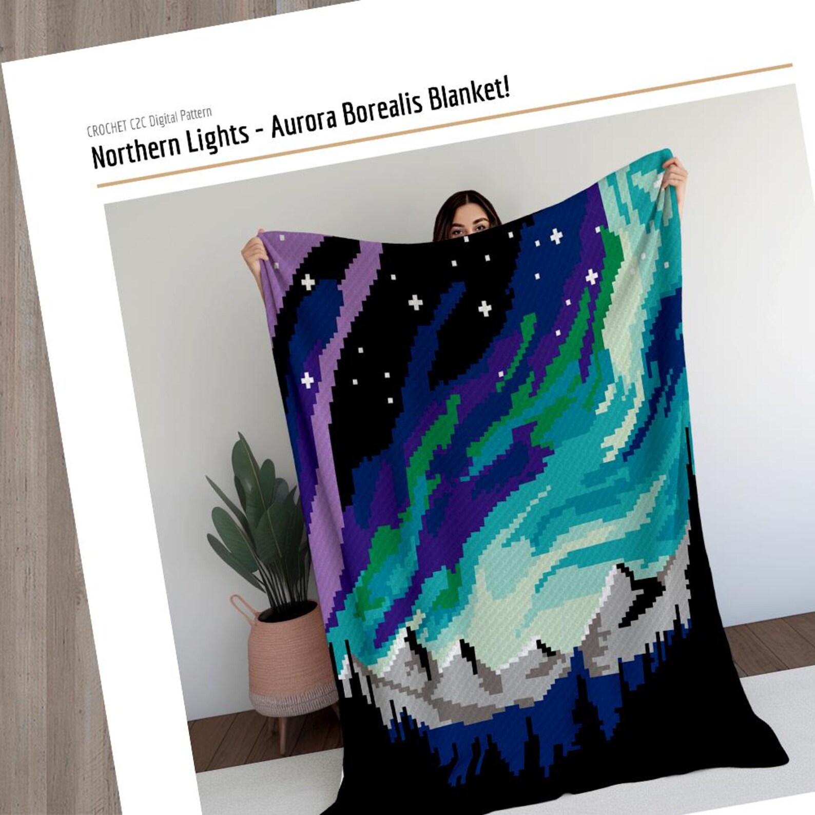 Northern Lights Crochet Blanket Pattern: Aurora Borealis C2C (digital ...