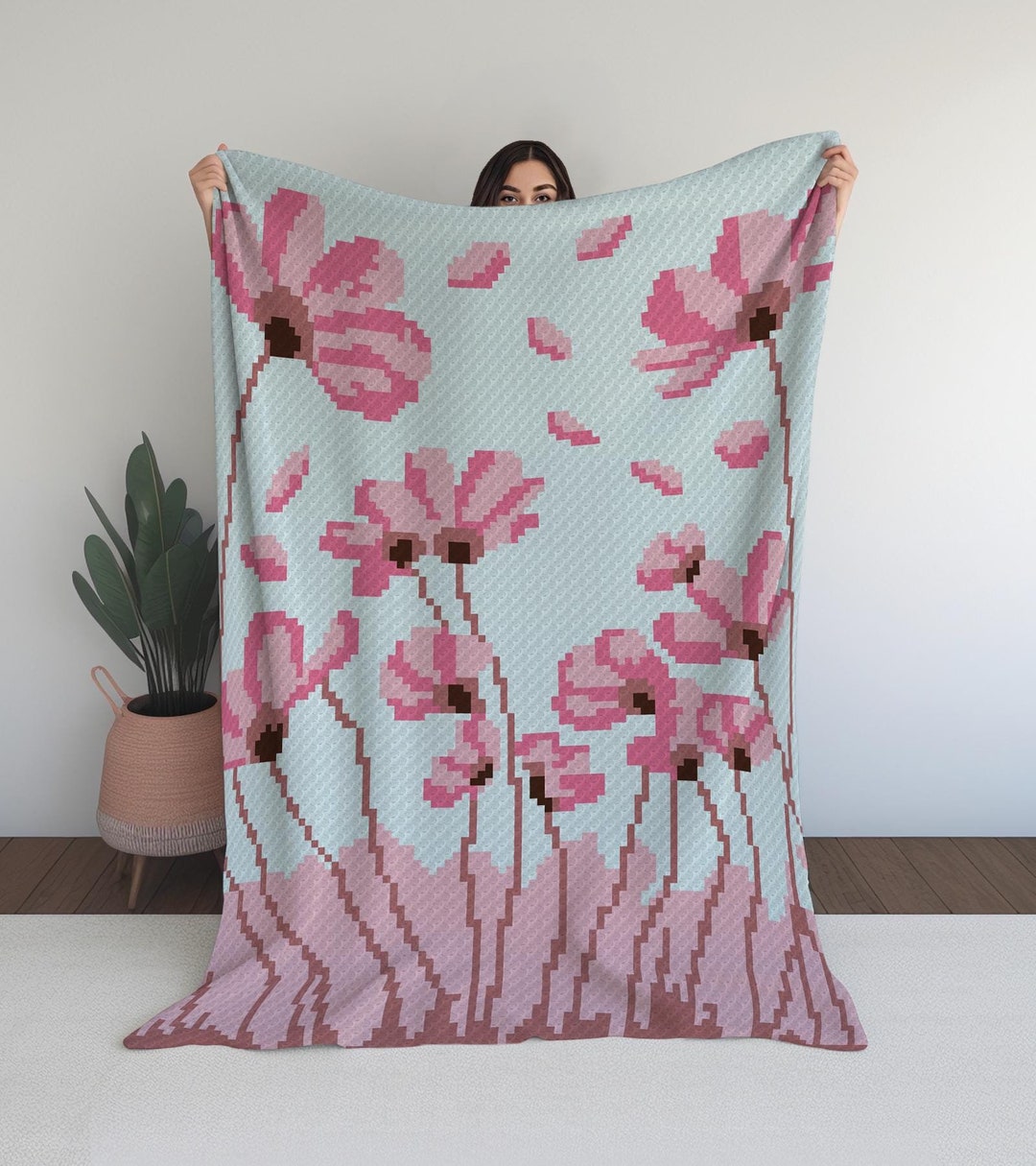 Spring Breeze Crochet Blanket Pattern – Pink Petals in Bloom - C2C ...