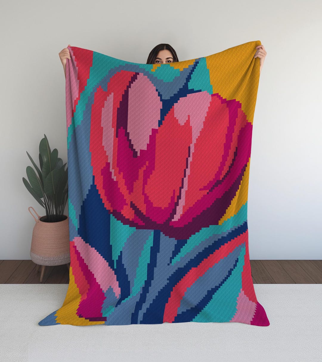 Tulip Crochet Blanket Pattern: C2C Floral Afghan (digital Download) - Etsy