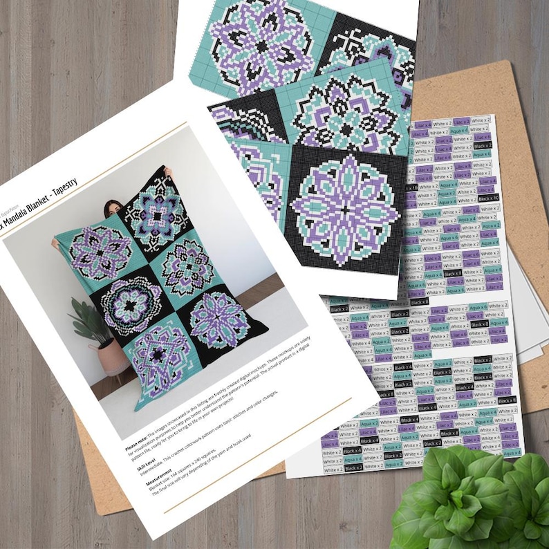 Mandala Tapestry Crochet Blanket Pattern: 6 Boho Designs (PDF Pattern ...
