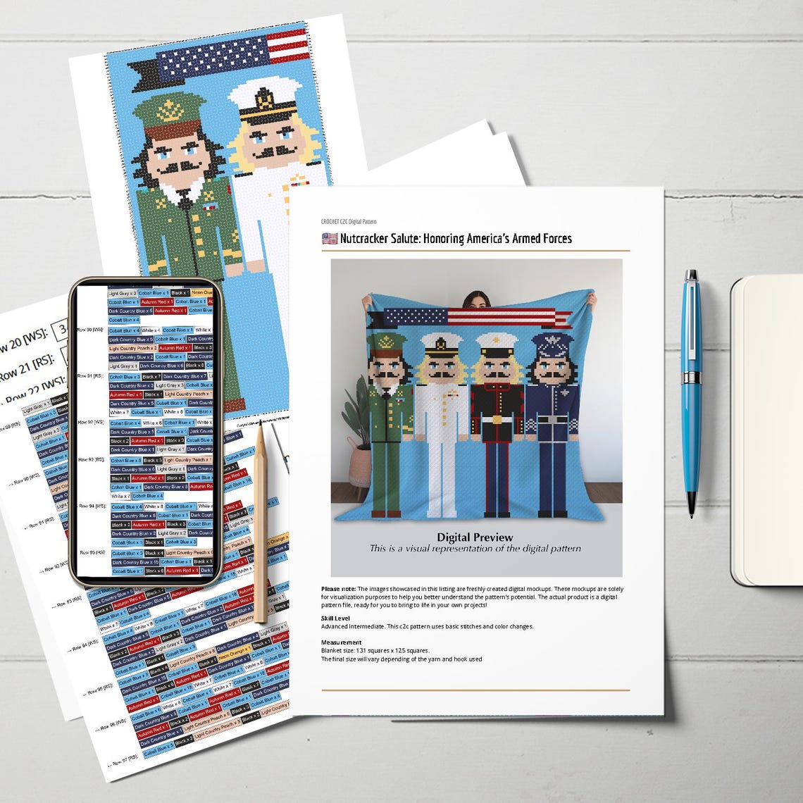 Nutcracker Salute: Honoring America’s Armed Forces C2C Crochet Digital ...