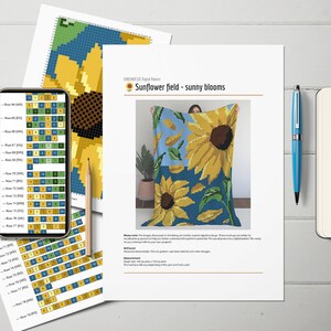 Sunflower Field - Sunny Blooms C2C Crochet Pattern Floral C2c Pattern ...