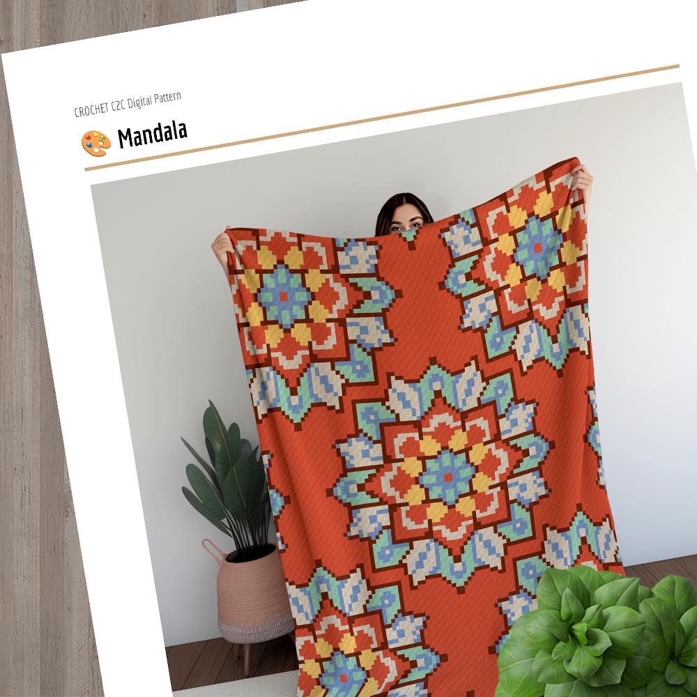 Mandala C2C Crochet Blanket Pattern: Geometric Home Decor (digital ...