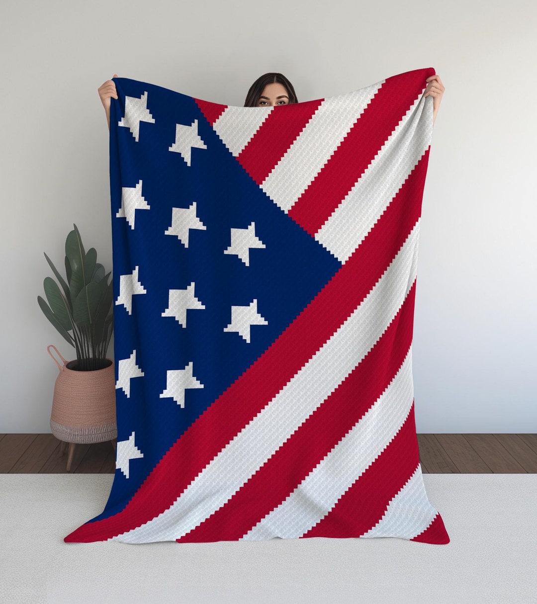 USA Flag C2C Crochet Pattern: Easy Bobbin-free Design (digital Pattern ...