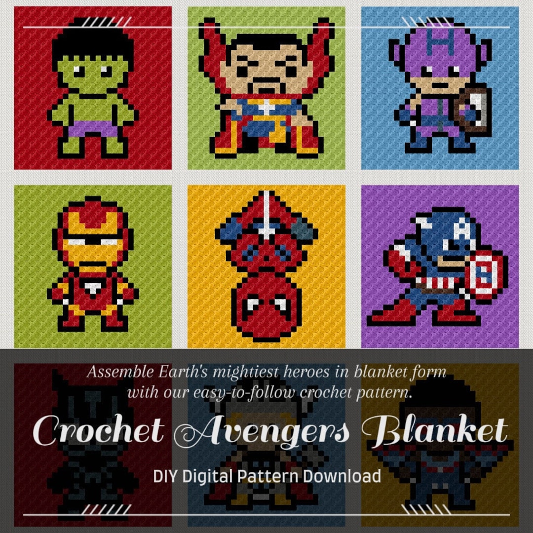 Marvel Superheroes Crochet Bundle - 9 Hero Patterns in One! C2C Pattern ...