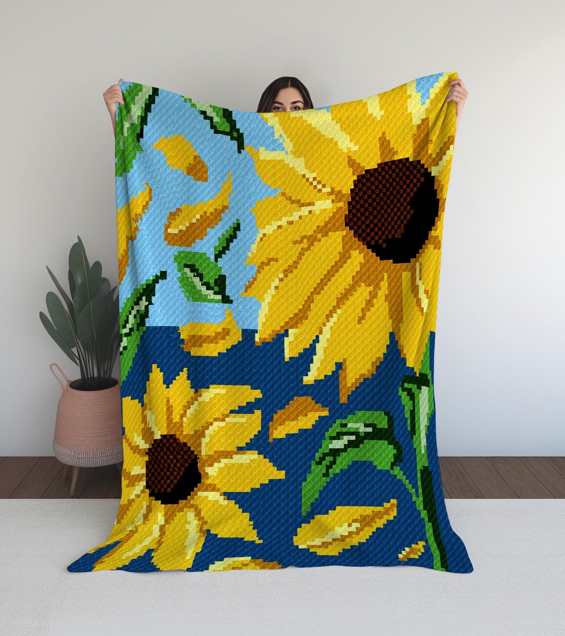 Sunflower Blanket C2C Crochet Pattern: Sunny Blooms (PDF Pattern) - Etsy