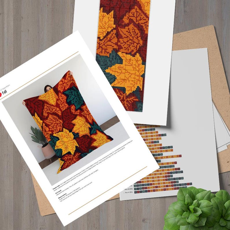 Love Fall Autumn Leaves With Modern Touch Vibrant C2C Blanket Crochet ...