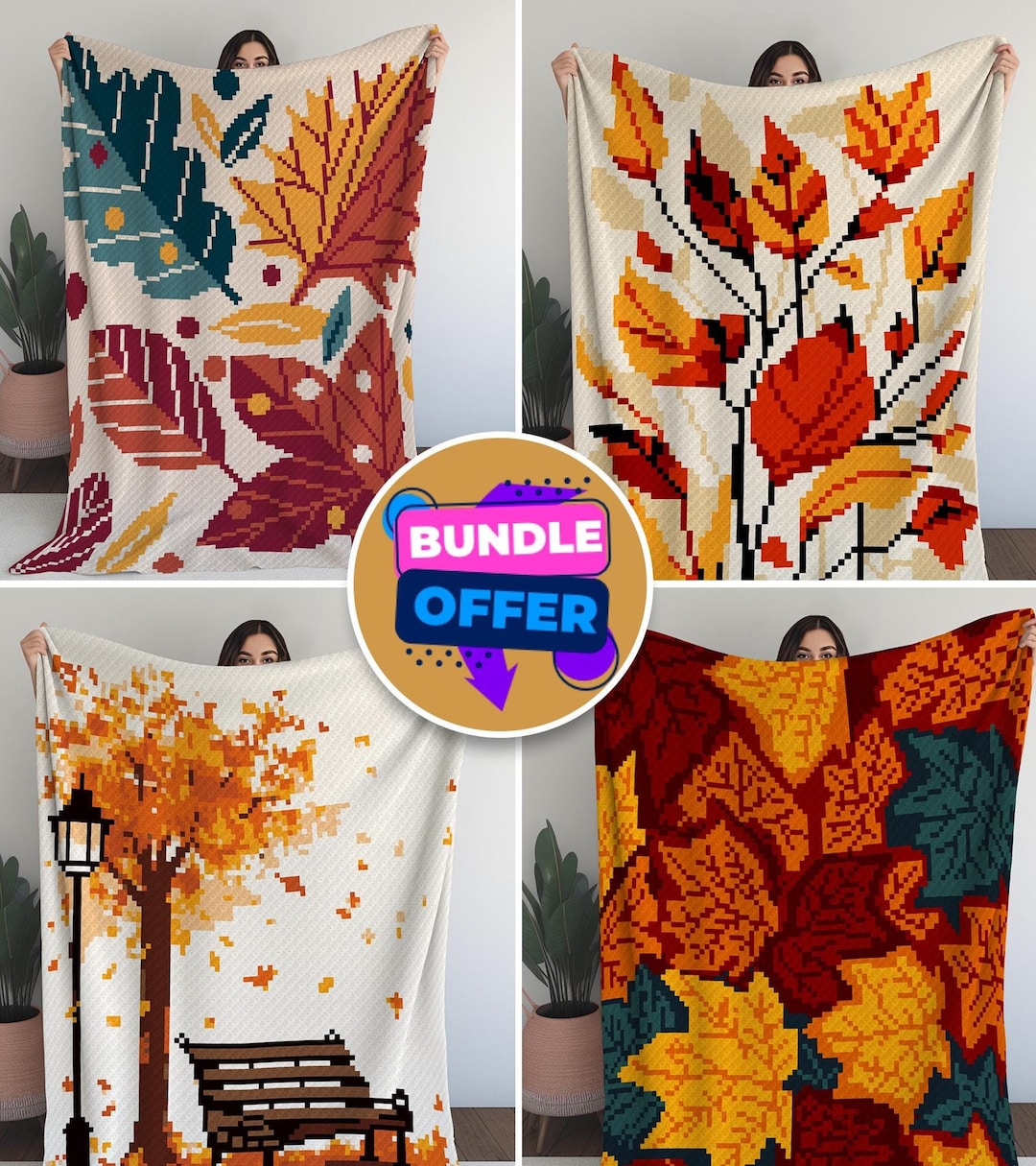 4 Patterns BUNDLE! Autumn Crochet Collection Bundle - 4 Patterns at 40% ...