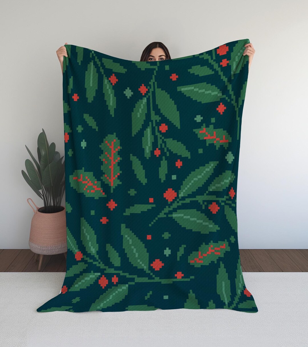 Christmas Leaves & Cherry C2C Crochet Blanket Pattern (digital Pattern ...