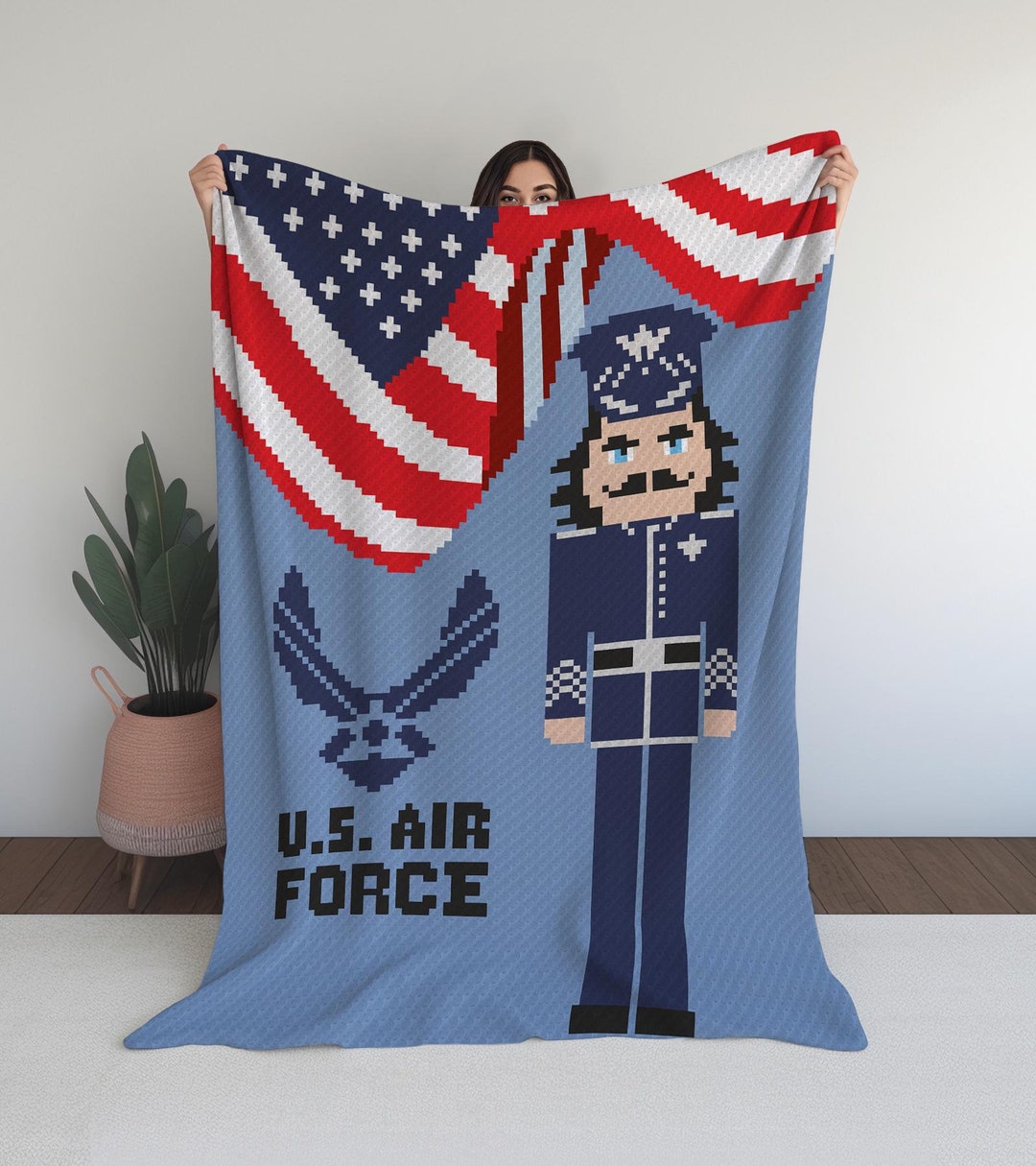 U.S. Air Force Wings C2C Crochet Blanket - Handmade Tribute Gift for ...