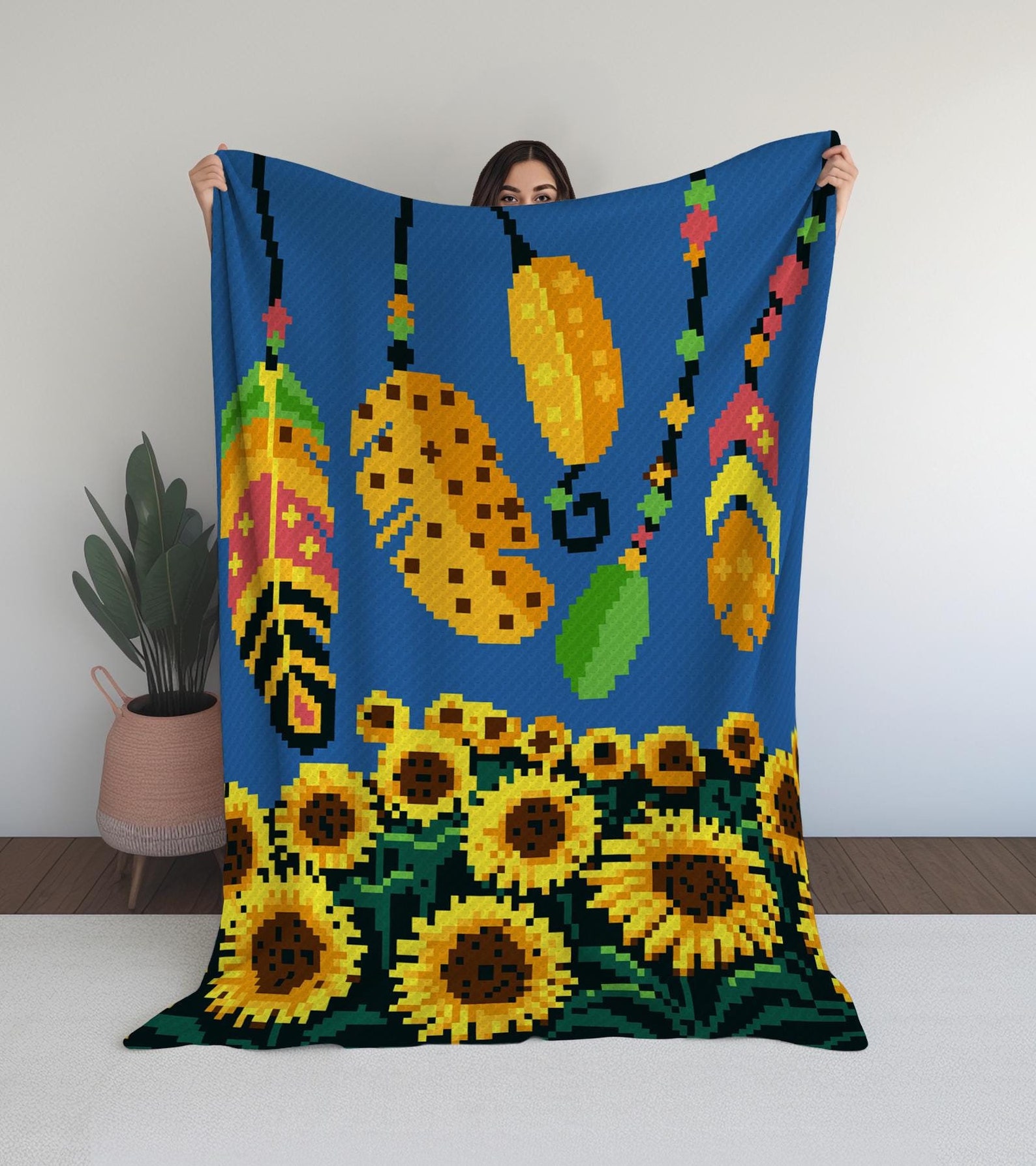 Dreamcatcher on a Sunflower C2C Crochet Blanket Digital Pattern – C2C ...