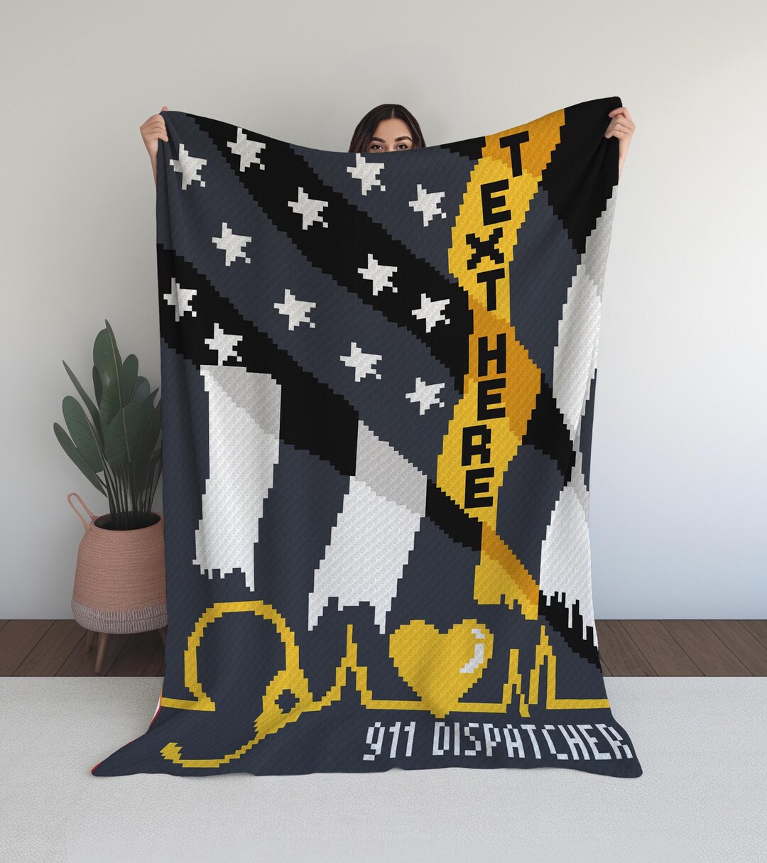 Custom 911 Dispatcher C2c Crochet Pattern: USA Gold Line Blanket (PDF ...