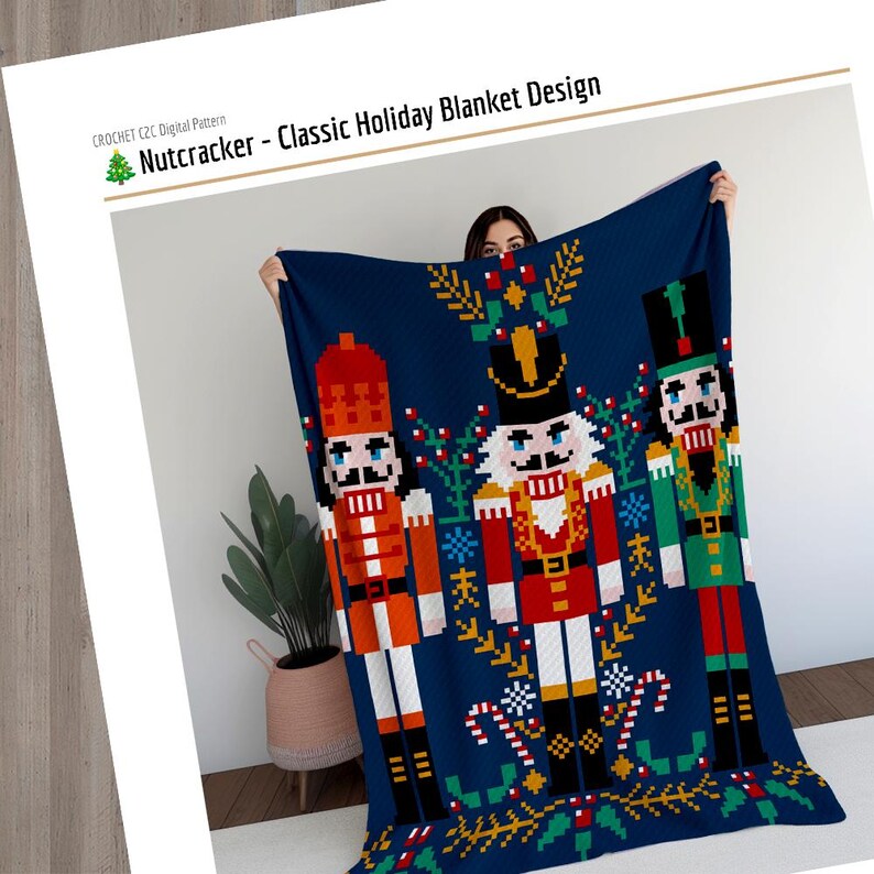 Nutcracker Christmas C2C Crochet Pattern: Holiday Blanket (digital ...