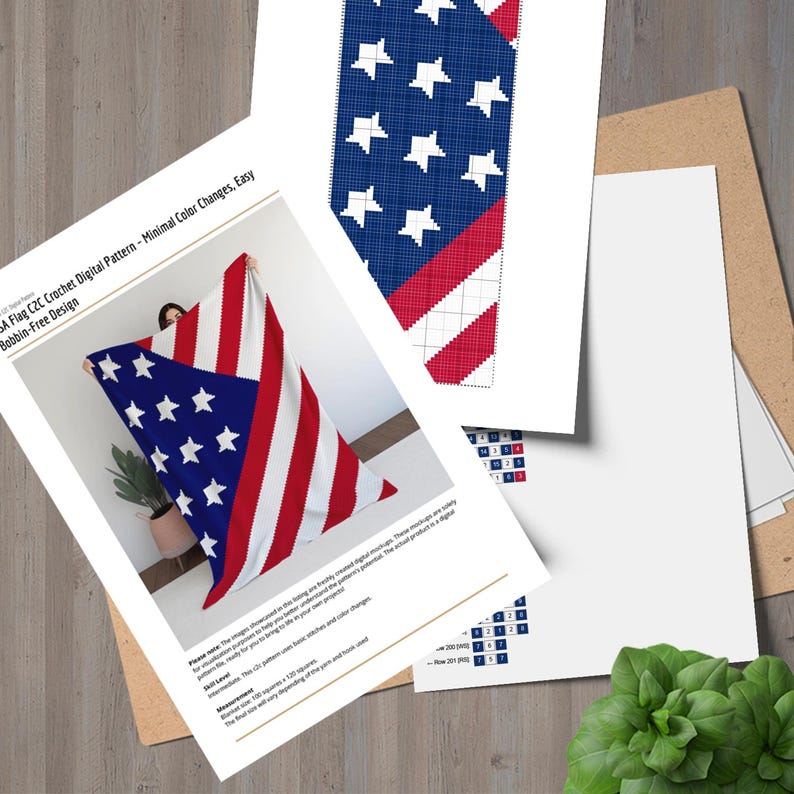 USA Flag C2C Crochet Pattern: Easy Bobbin-free Design (digital Pattern ...
