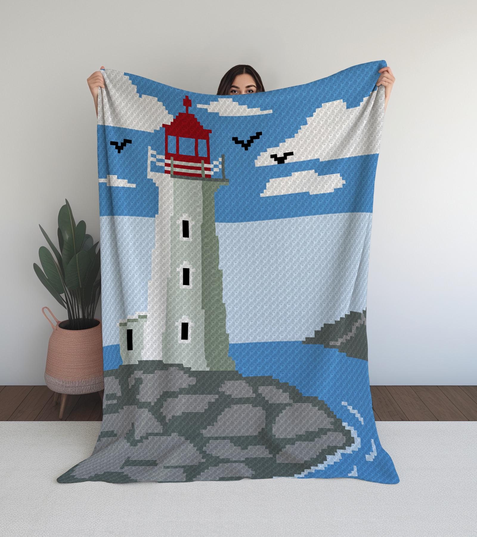 Lighthouse on Rocks C2C Crochet Pattern: Coastal Nautical Design (PDF ...