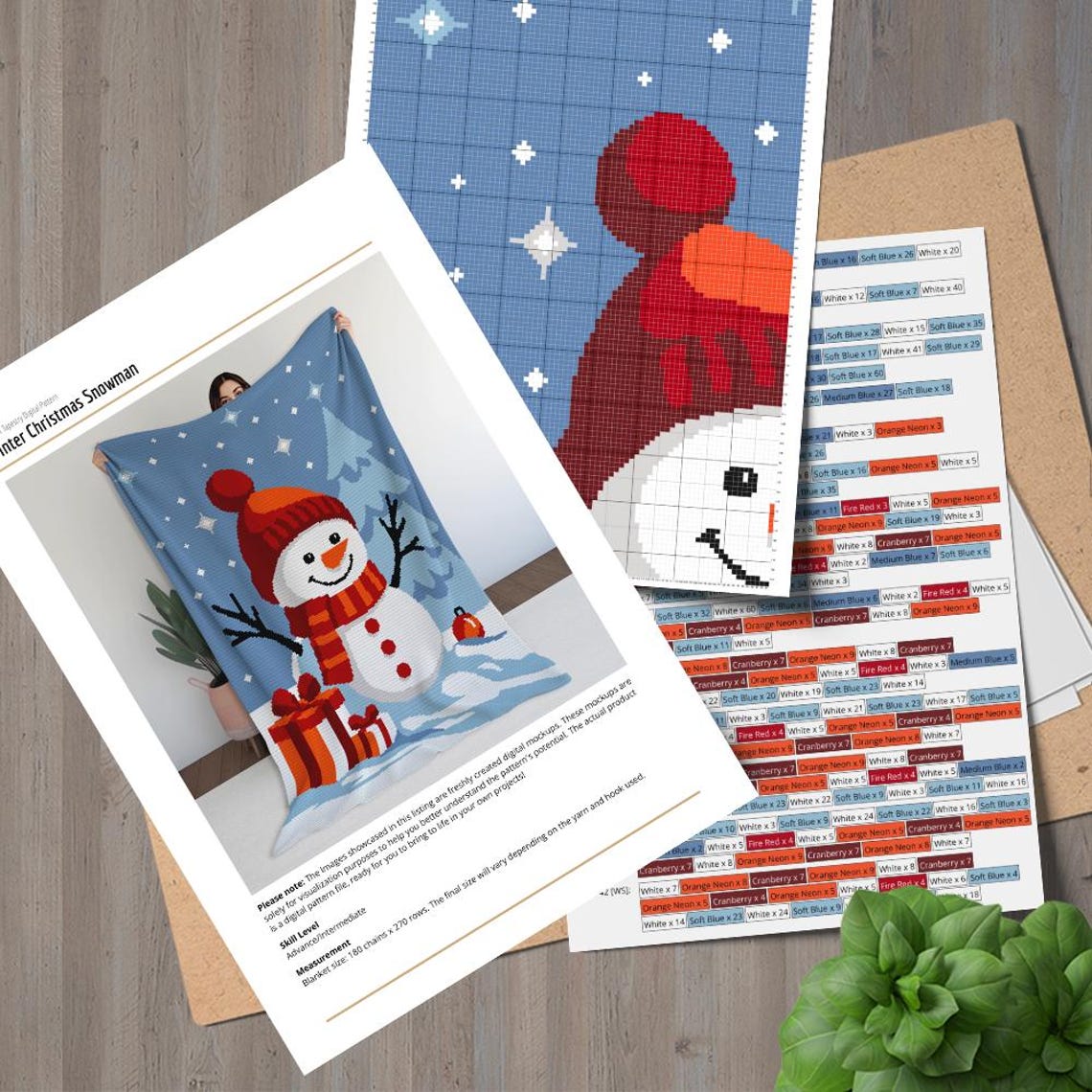 Snowman Christmas Tapestry Crochet Pattern: Holiday Graphgan Blanket ...